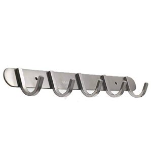 coat hook rack with 5 square hooks - premium modern wall mounted - ultra durable with solid steel construction, brushed stainless steel finish, super easy installation, rust and water proof