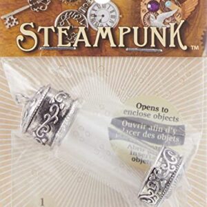 Solid Oak Steampunk Glass Pendant 1/Pkg-Large Vial, Silver