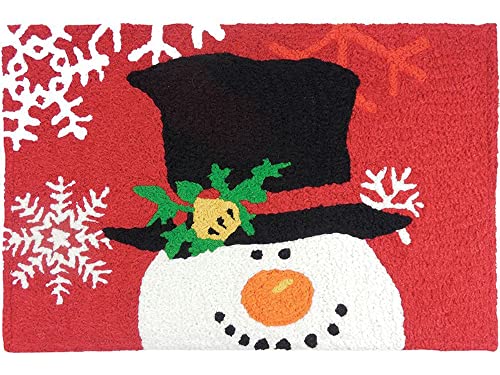 Jellybean Snowman with Magic Hat Winter Holiday Décor Indoor/Outdoor Washable 21" X 33" Accent Rug