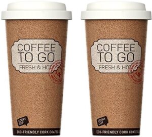 life story corky cup reusable 16 oz insulated travel mug coffee thermos (2 pack)