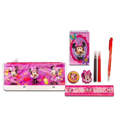 Minnie Mouse Disney School Supplies Value Pack - 11 Pcs (2 Folders, Notebook, Pencils, Erasers, Stickers and More)