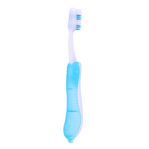 Yosoo Light Blue Portable Compact Foldable Toothbrush, Toothbrush Rod can be Opened and Deposited into Brush, Keep Brush Clean,for Travel Camping Hiking or Outdoor Acivities