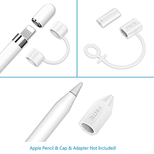 Fintie 3 Pieces Silicone Bundle Compatible with Apple Pencil 1st Generation, Soft Protective Cover Accessories Pencil Cap Holder with Nib Cover, Cable Adapter Tether, White