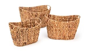 trademark innovations set of 3 oval hyacinth baskets with iron wire frame