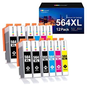 gpc image compatible ink cartridge replacement for hp 564xl 564 xl compatible with deskjet 3520 3522 officejet 4620 photosmart 5520 7520 7525, 12 pack