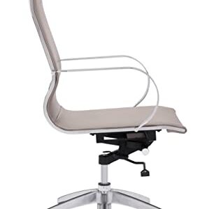 Zuo Glider Hi Back Office Chair, Taupe