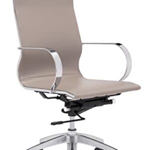 Zuo Glider Hi Back Office Chair, Taupe