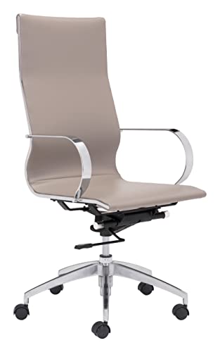 Zuo Glider Hi Back Office Chair, Taupe