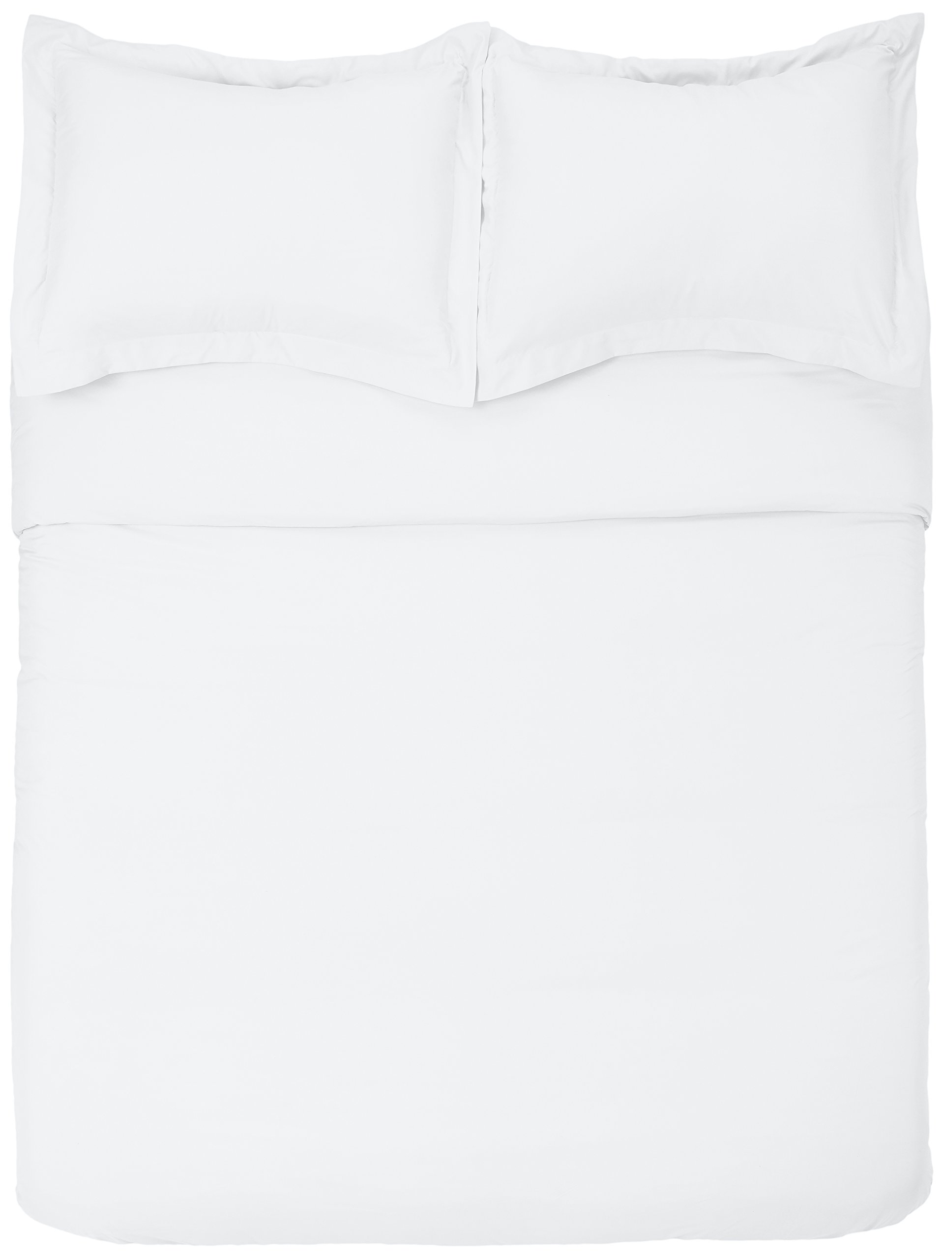 Amazon Basics Lightweight Microfiber Duvet Cover Set with Snap Buttons, Full/Queen, Bright White