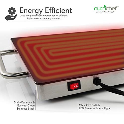 NutriChef Small Countertop Appliance, Size 16.5 x 11 Inches, Stainless Steel