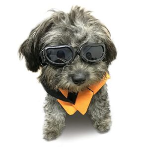 enjoying dog sunglasses small breed dogs goggles uv protection eye wear windproof anti-fog pet glasses for doggy about over 5 lbs, black