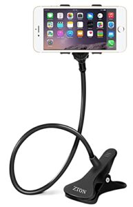 zton cell phone holder, universal mobile phone stand, lazy bracket, flexible long arms clip mount for iphone, lg etc. in office bedroom desktop (black)