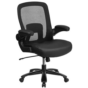 flash furniture hercules series big & tall 500 lb. rated black mesh/leathersoft executive ergonomic office chair with adjustable lumbar