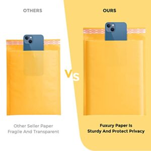 Fuxury Kraft Bubble Mailers 8.5x12 Inch 25 Pack, Strong Adhesion Padded Envelopes #2,Self Seal Bubble Envelopes, Padded Mailers，Book Mailers Packaging for Small Business,Yellow