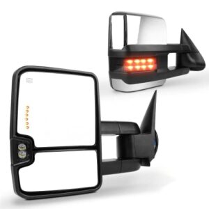 scitoo power heated chrome towing mirrors led signal light fit 1999-2002 for silverado/for sierra side mirror pair set