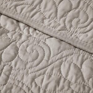 Madison Park Madison Park Luxe Quilted Throw Blanket - Damask Stitching Design, Cotton Filled Spread, Ultra Soft, Cozy Bedding for Living Room Couch, Sofa, Bed, 60x70", Piping Borders Khaki