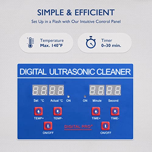 CREWORKS Ultrasonic Cleaner with Heater and Timer, 4 gal Digital Sonic Cavitation Machine, 360W 15L Stainless Steel Jewelry Cleaner for Professional Tool Watch Glasses Retainer Denture Parts Cleaning