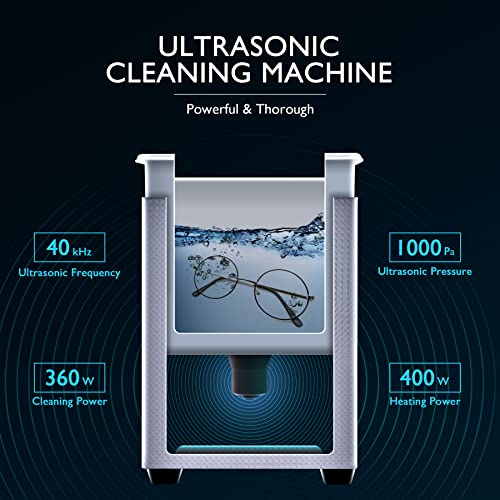 CREWORKS Ultrasonic Cleaner with Heater and Timer, 4 gal Digital Sonic Cavitation Machine, 360W 15L Stainless Steel Jewelry Cleaner for Professional Tool Watch Glasses Retainer Denture Parts Cleaning