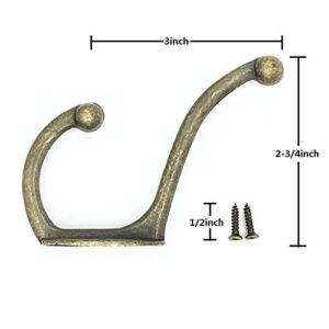 Richohome Retro Dual Coat and Hat Hook- Pack of 10