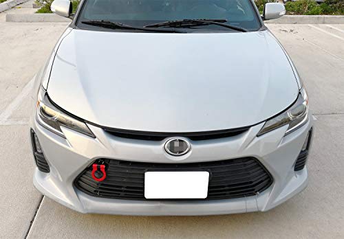 iJDMTOY Red Track Racing Style Tow Hook Ring Compatible With 2014-2016 Scion tC, Made of Lightweight Aluminum