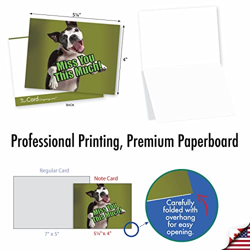 The Best Card Company - 10 Blank Assorted Notecards w/Envelopes (4 x 5.12 Inch) - Boxed Greetings with Dogs, Thinking of You Sentiments - Pet Puppies, Animal - Dog Miss You This Much M6600MYB