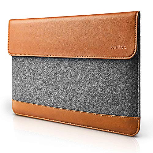 tomtoc Slim Laptop Sleeve for 13-inch New MacBook Air 2022-2018 M2/A2681 M1/A2337 A2179, 13-inch MacBook Pro 2022-2016 M2/A2686 M1/A2338 A2251 A2289, Dell XPS 13 Plus, Felt & PU Leather Envelope Case