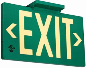 ul listed 100 foot jessup glo brite 7040-100-b pf100 molded plastic exit sign, single-sided, 8.75" x 15.5", green (mounts 4 ways, includes bracket and arrows)