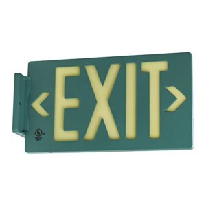 UL Listed 100 Foot Jessup Glo Brite 7040-100-B PF100 Molded Plastic Exit Sign, Single-Sided, 8.75" x 15.5", Green (Mounts 4 Ways, Includes Bracket and Arrows)