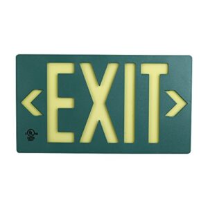 UL Listed 100 Foot Jessup Glo Brite 7040-100-B PF100 Molded Plastic Exit Sign, Single-Sided, 8.75" x 15.5", Green (Mounts 4 Ways, Includes Bracket and Arrows)