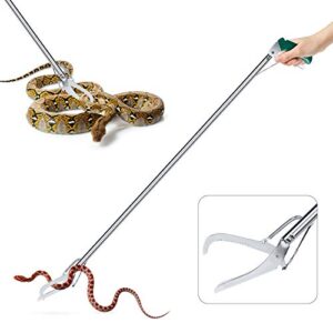 gyorgkshi 47" extra heavy duty snake tongs reptile grabber catcher wide jaw handling tool