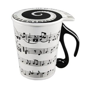 hljgift creative ceramic musician coffee mug tea cup with lid staves music notes as valentine's day gift teacher gift