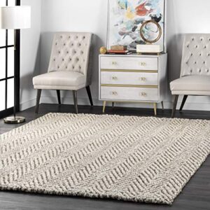 nuloom vania chevron jute area rug, 4' x 6', off-white