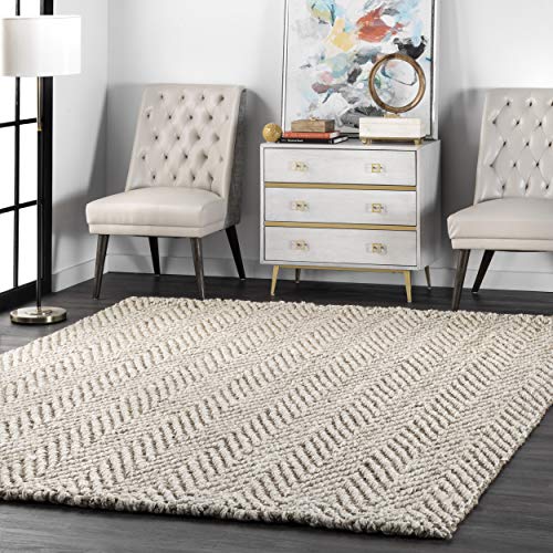 nuLOOM Vania Chevron Jute Area Rug, 4' x 6', Off-white