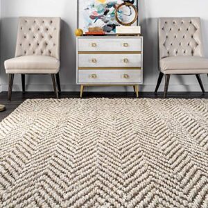 nuLOOM Vania Chevron Jute Area Rug, 4' x 6', Off-white