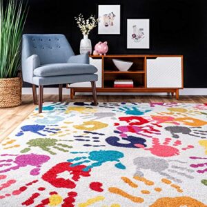 nuLOOM Pinkie Handprint Kids Area Rug, 5' x 8', Multi