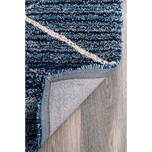 nuLOOM Hand Tufted Trellis Vito Shag Area Rug, 7' 6" x 9' 6", Blue