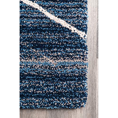 nuLOOM Hand Tufted Trellis Vito Shag Area Rug, 7' 6" x 9' 6", Blue