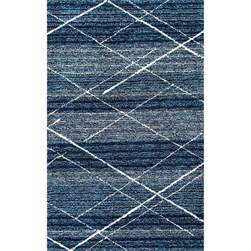 nuLOOM Hand Tufted Trellis Vito Shag Area Rug, 7' 6" x 9' 6", Blue