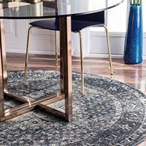 nuLOOM Vintage Kellum Area Rug, 5' 3" Round, Slate