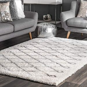 nuloom stasia diamond shag area rug, 5' 3" x 7' 6", grey