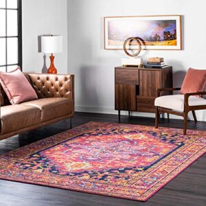 nuloom jaclyn bohemian medallion area rug, 5' x 7' 5", pink