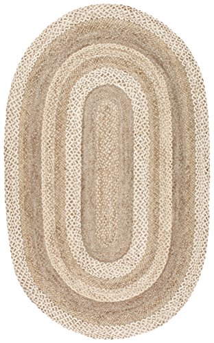 NULOOM Charlene Braided Border Jute Area Rug, 8' x 10' Oval, Natural