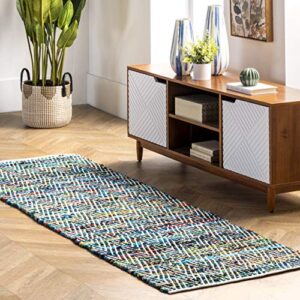 nuloom rochell hand woven chevron runner rug, 2' 6" x 8', green