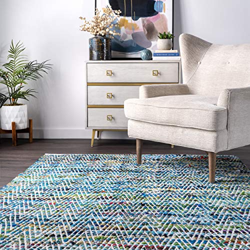 nuLOOM Rochell Hand Woven Chevron Runner Rug, 2' 6" x 8', Green