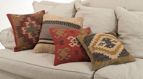 SARO LIFESTYLE 5173.M20S Collection Kilim Design Down Filled Throw Pillow, Multi, 20" Square, Multicolor