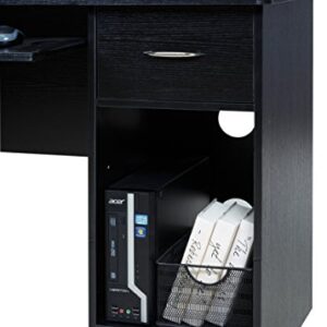 OneSpace Essential Computer Desk, Hutch with Pull-Out Keyboard, Black