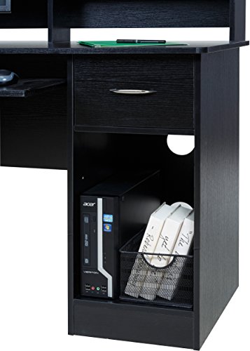 OneSpace Essential Computer Desk, Hutch with Pull-Out Keyboard, Black