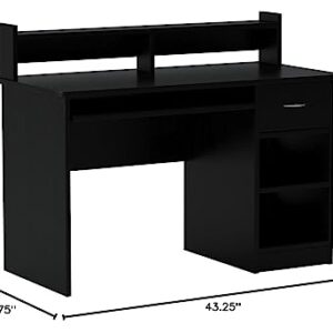 OneSpace Essential Computer Desk, Hutch with Pull-Out Keyboard, Black