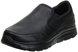 skechers men's bronwood food service shoe, black leather, 13