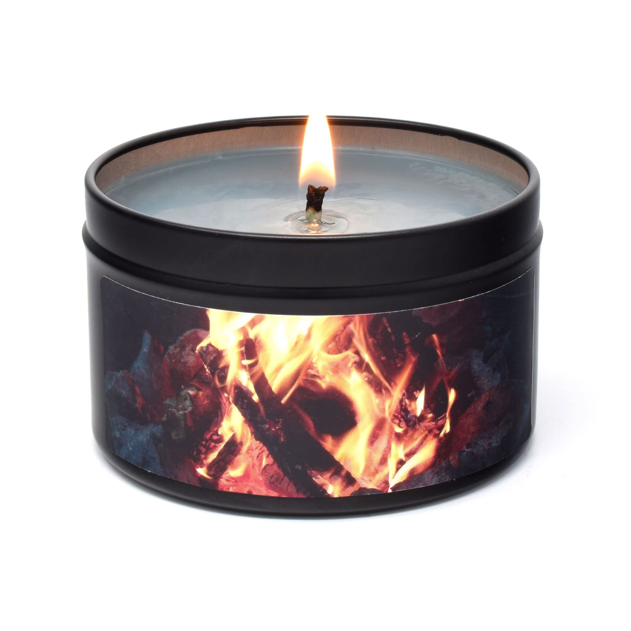 Campfire Smoke Soy Candle -Large Travel Tins, 6oz - Highly Scented - Made with Soy Wax - Handmade in The USA - Candeo Candle